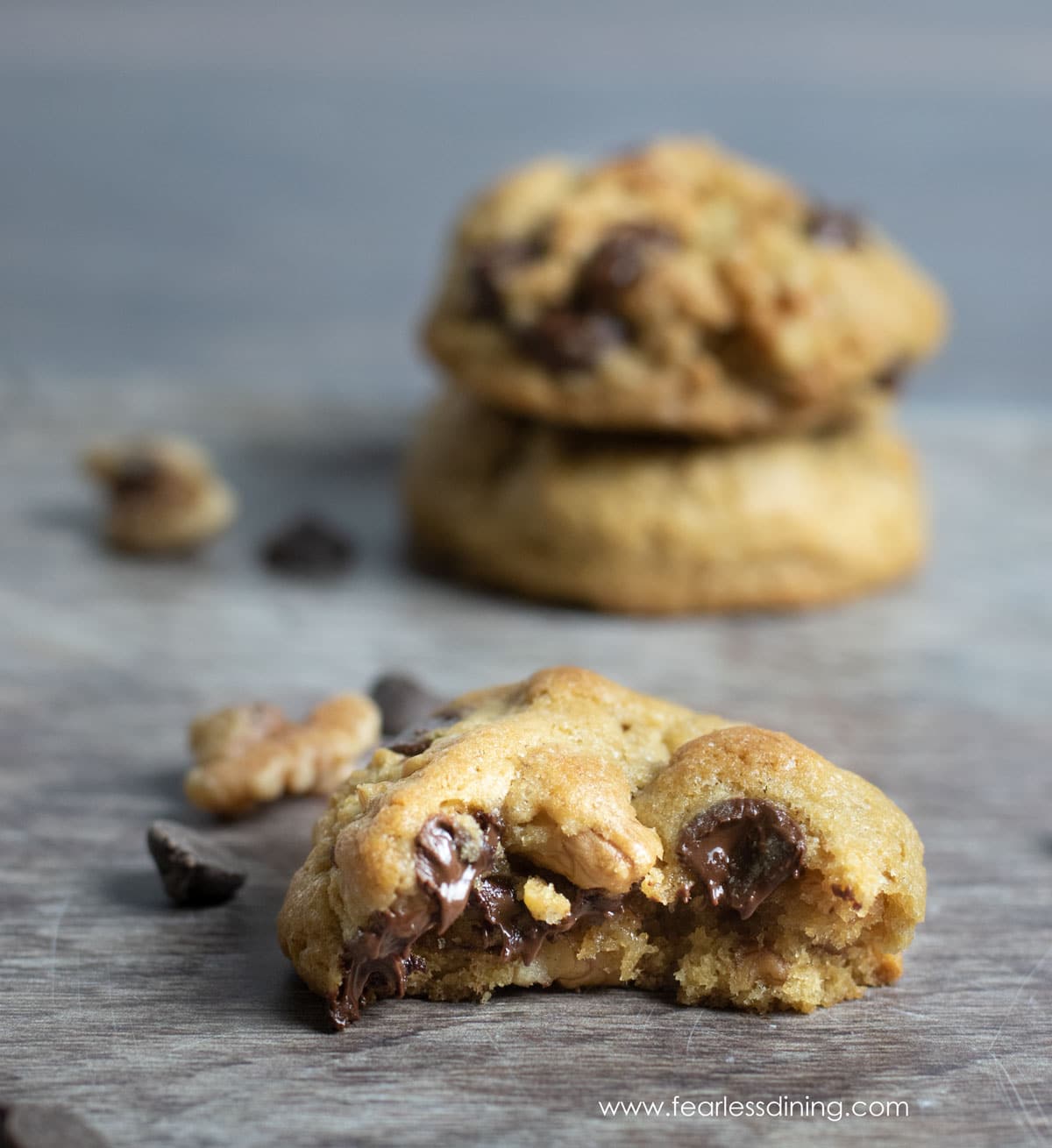 Gluten Free Chocolate Chip Cookies with Walnuts - Fearless Dining