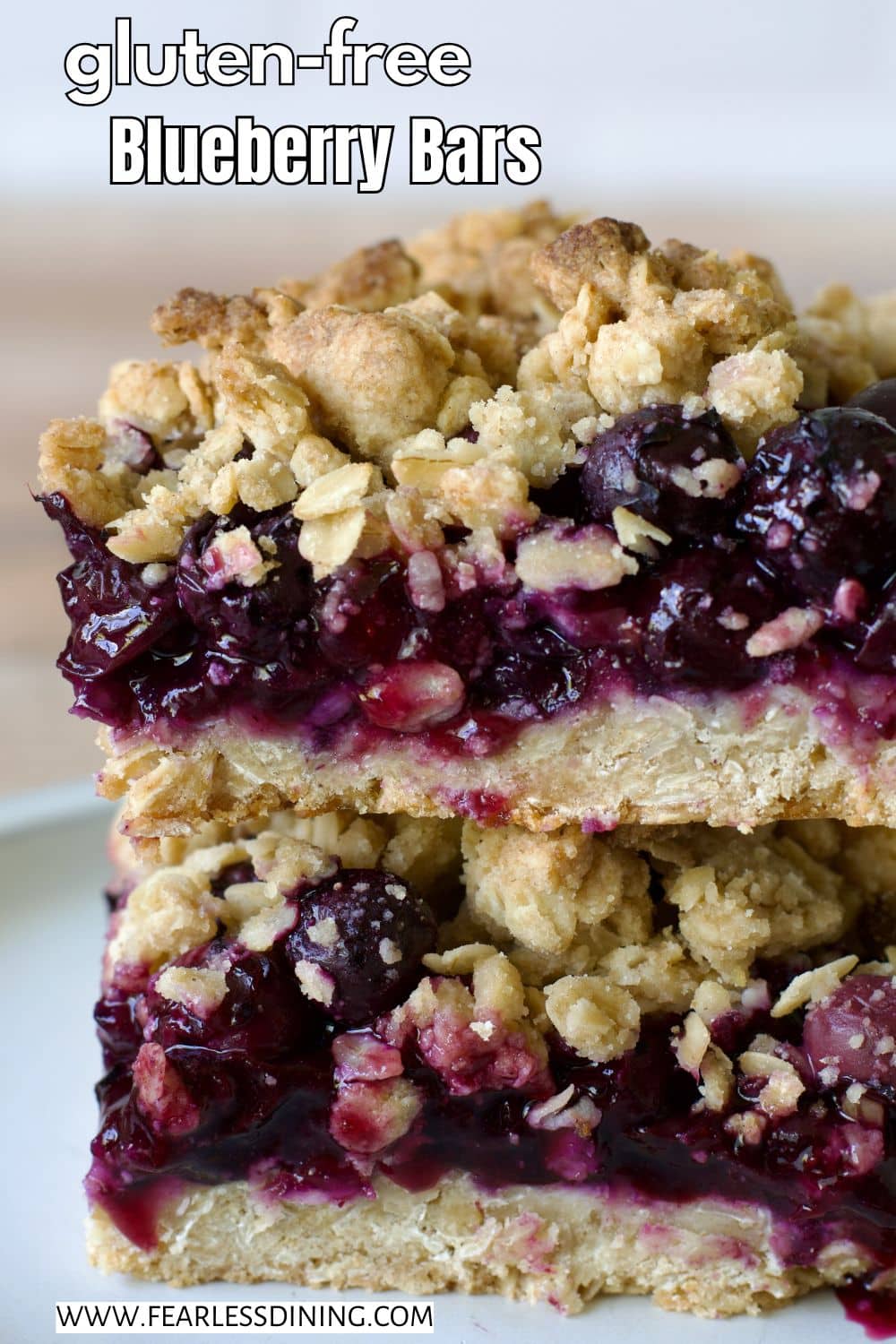 Gluten-Free Blueberry Bars With Crumble Oat Topping - Fearless Dining