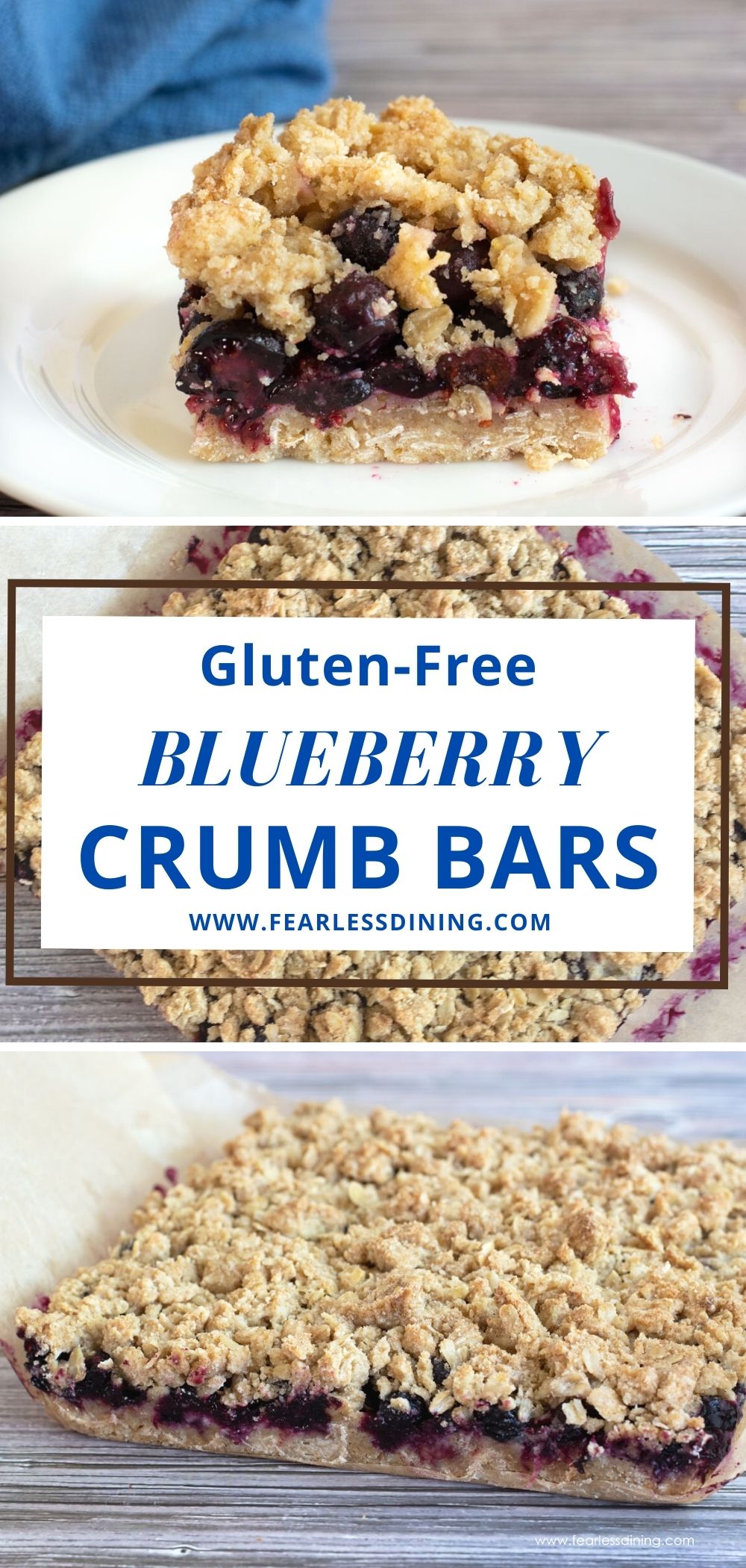 Gluten Free Blueberry Crumble Bars With Oats - Fearless Dining